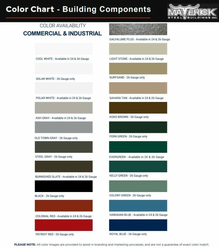 Steel Building Color Options | Maverick Steel Buildings